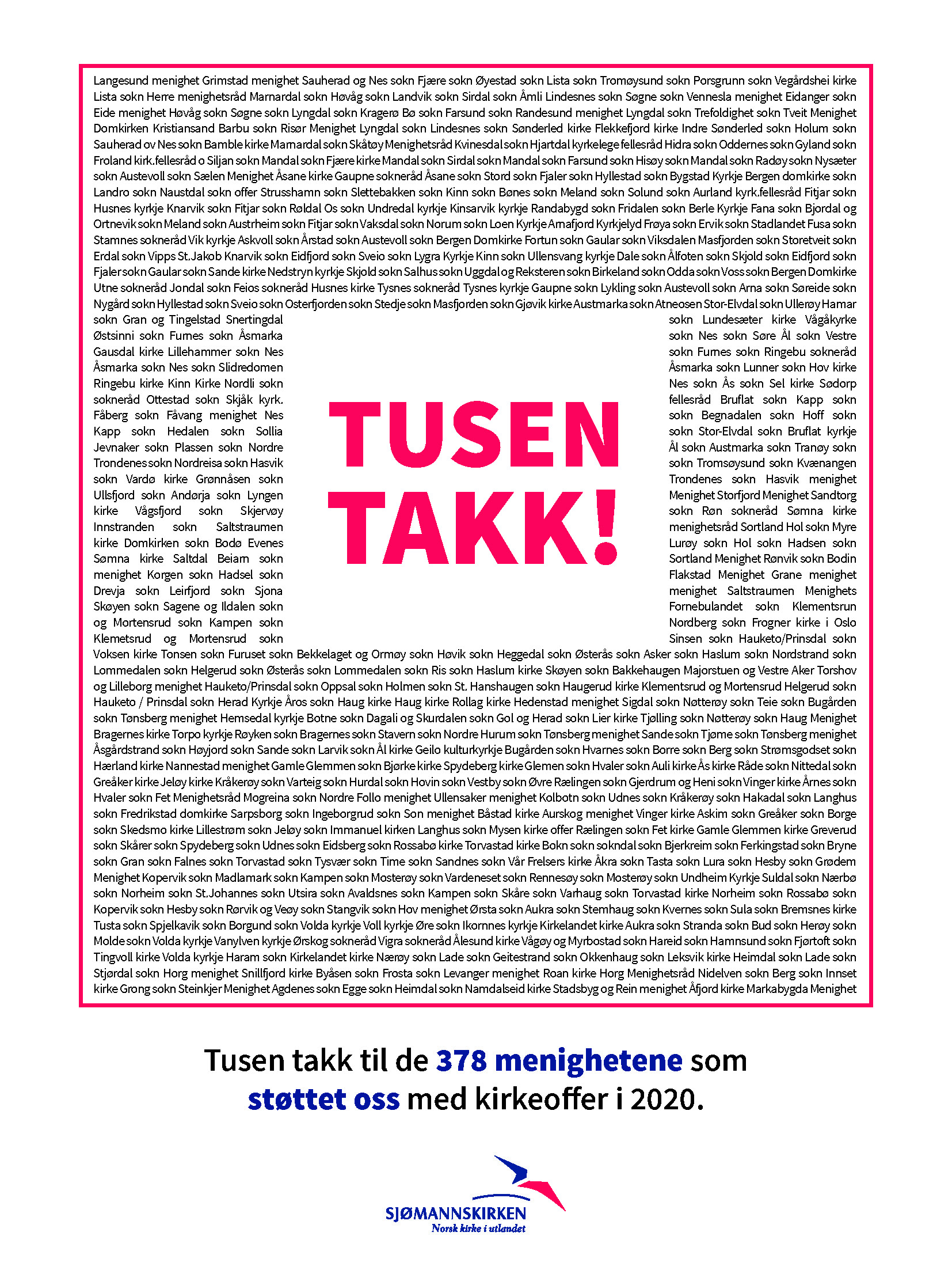 Tusen takk til alle 378 menighetene | Sjømannskirken Tusen takk til alle 378 menighetene | Sjømannskirken
